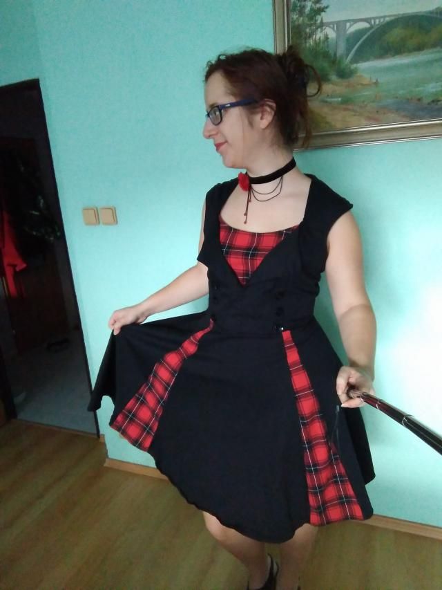 [41% OFF] 2021 Vintage Button Plaid Pin Up Dress In BLACK | DressLily