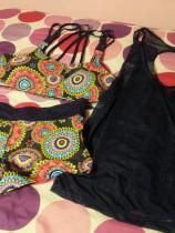 2018 Aztec Print Mesh Three Piece Tankini Set CERULEAN XL In Tankinis ...