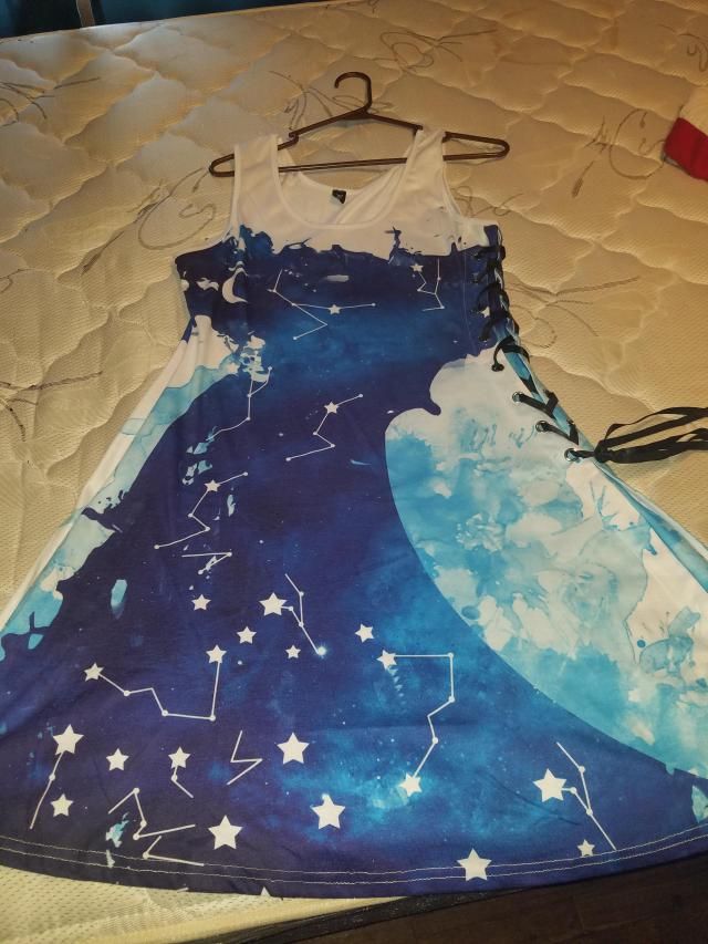 [17% OFF] 2021 Galaxy Constellation Printed Lace Up Dress In COLORMIX ...