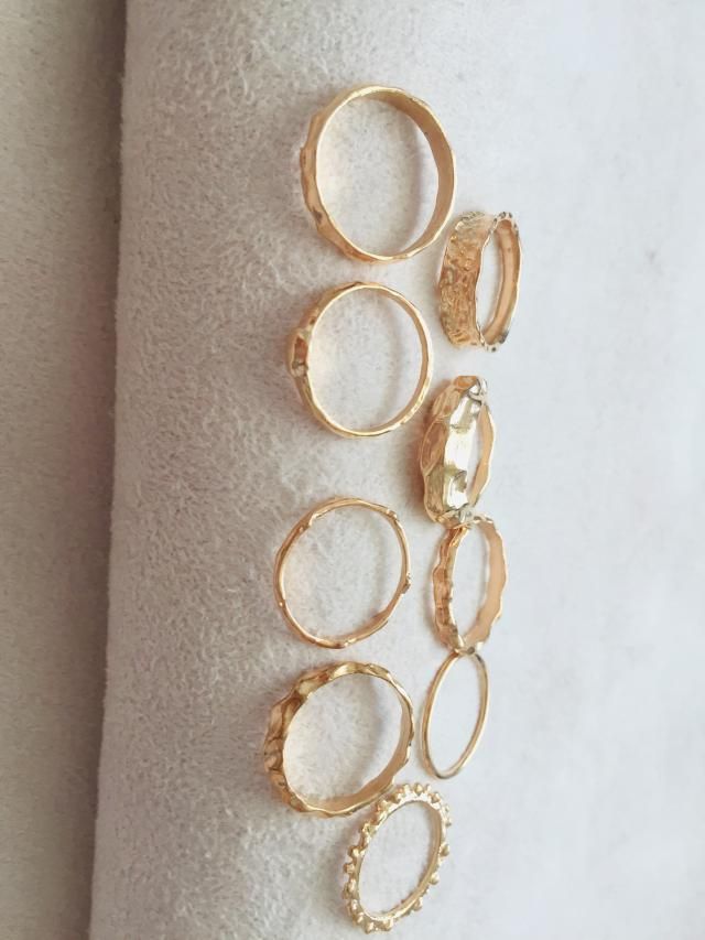 [34% OFF] 2020 9 Piece Simple Style Crinkle Metal Finger Rings Set In ...